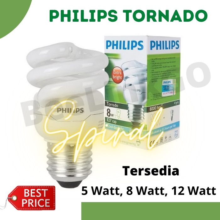 Jual Lampu Philips Tornado 5W 8W 12W Bohlam Philip Spiral Warna Putih Cool Daylight 5 watt 8 ...