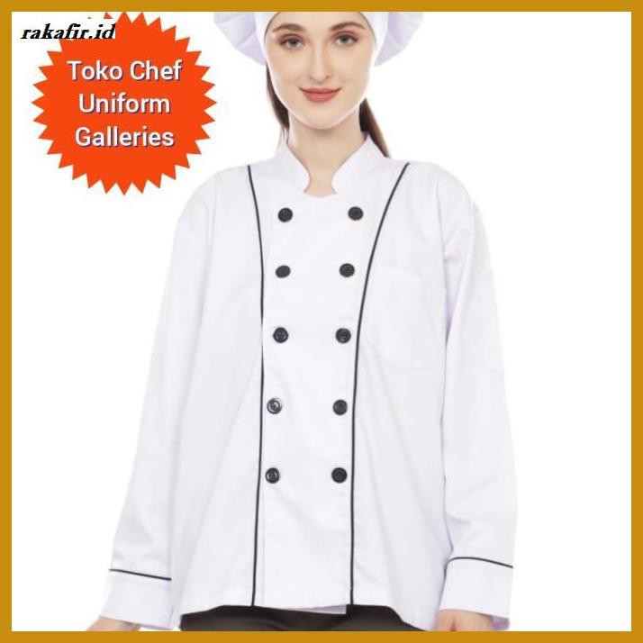 Jual airpmagares- chef uniform seragam koki lengan panjang list hitam ...