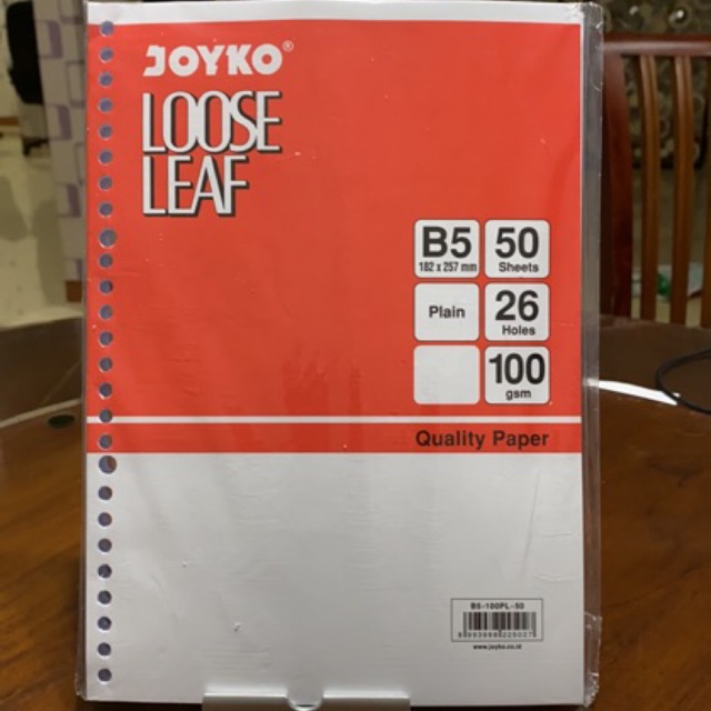 Jual Kertas Loose Leaf B5 50 Polos / Kertas File Plain isi 50 lembar Joyko | Shopee Indonesia