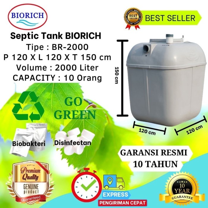 Jual Septic Tank Bio, Tangki Septik BIORICH - BR-2000 Volume 2000 Liter ...