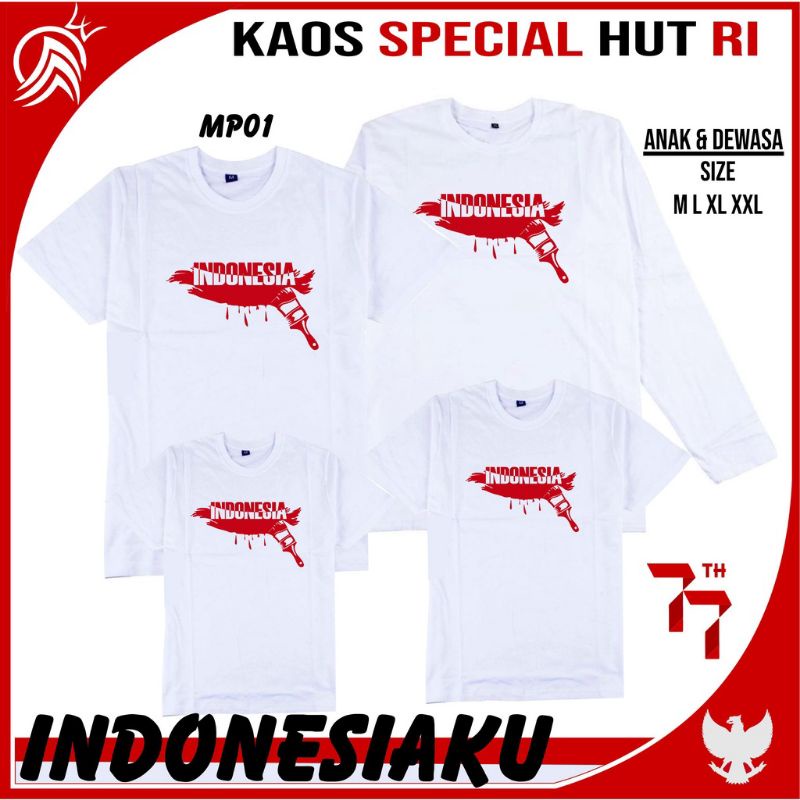 Jual baju Kaos Outfit Pria Wanita Anak Anak HUT RI Ke 77 Dirgahayu Kemerdekaan Republik ...
