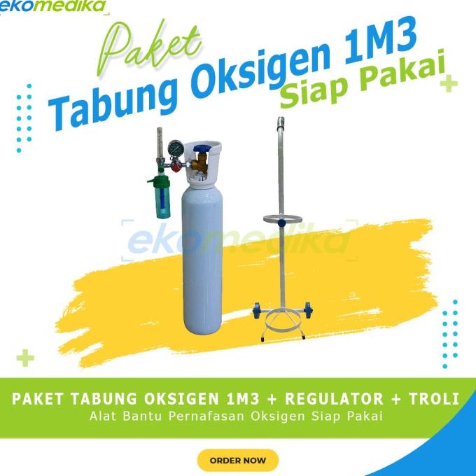 Jual Tabung Oksigen 1m3 - regulator - selang - troli / set lengkap & murah | Shopee Indonesia