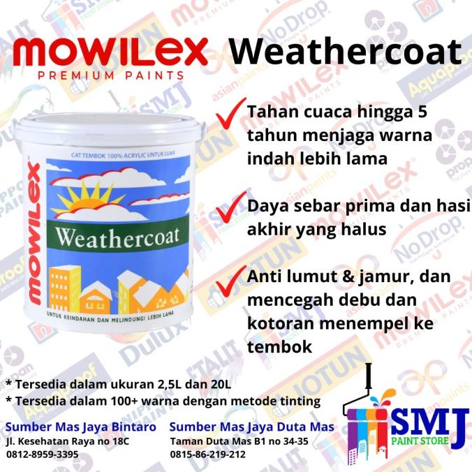Jual Cat Tembok Eksterior Mowilex Weathercoat Warna Tinting 20 Liter