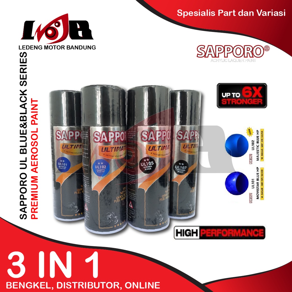 Jual SAPPORO ULTIMATE UL Blue & Black Series Cat Semprot Aerosol Paint ...