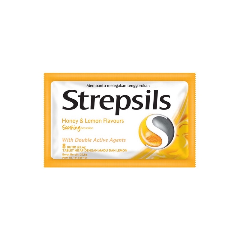 Jual permen strepsils rasa lemon 1 strip / 8 butir / pelega tenggorokan ...