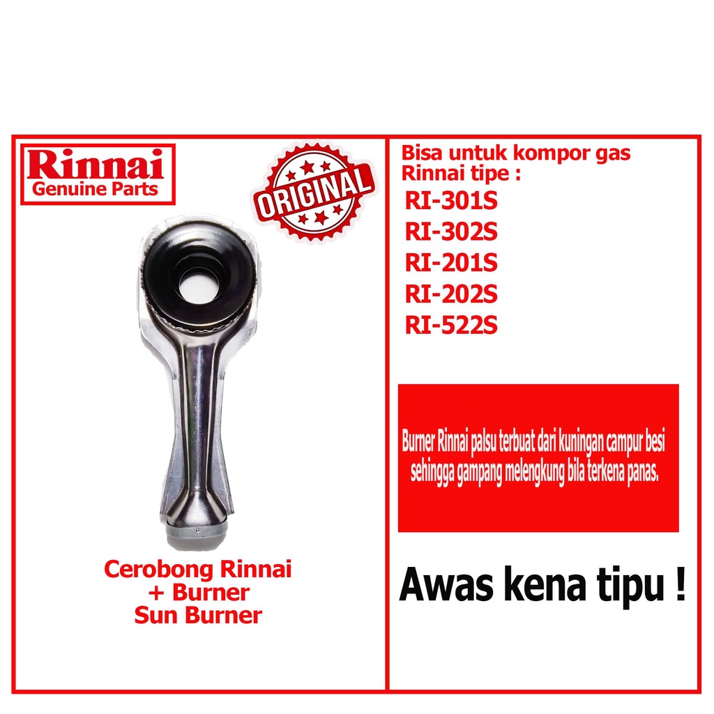 Jual Cerobong Burner Kuningan Kompor Gas Rinnai Kecil Besar Tornado Turbo Burner Rinnai Kuningan ...
