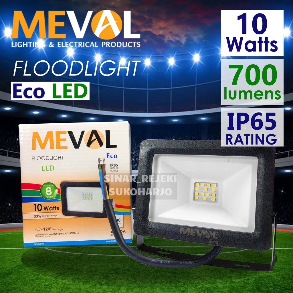 Jual MEVAL 10W FLOODLIGHT LED ECO - Putih / Kuning ( WW ) Flood Light ...