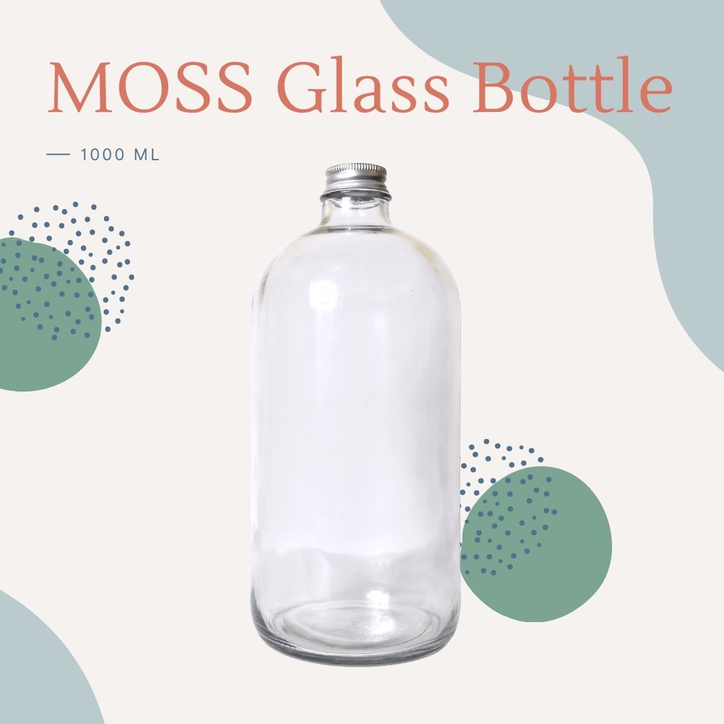 Jual MOSS Glass Bottle 1000 mL | 1 Liter | Botol Kaca Tutup Stainless ...