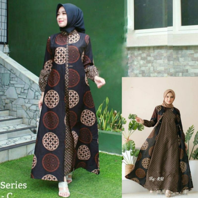 Jual Gamis Batik Jumbo Modern Gamis Busui Gamis Batik Kombinasi - Gamis ...