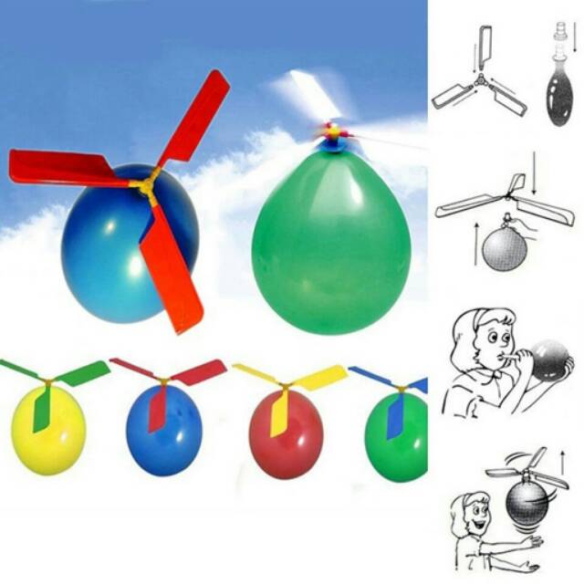 Jual DIY Balloon Helicopter Flying Toy Kids / Mainan Balon Terbang Anak ...