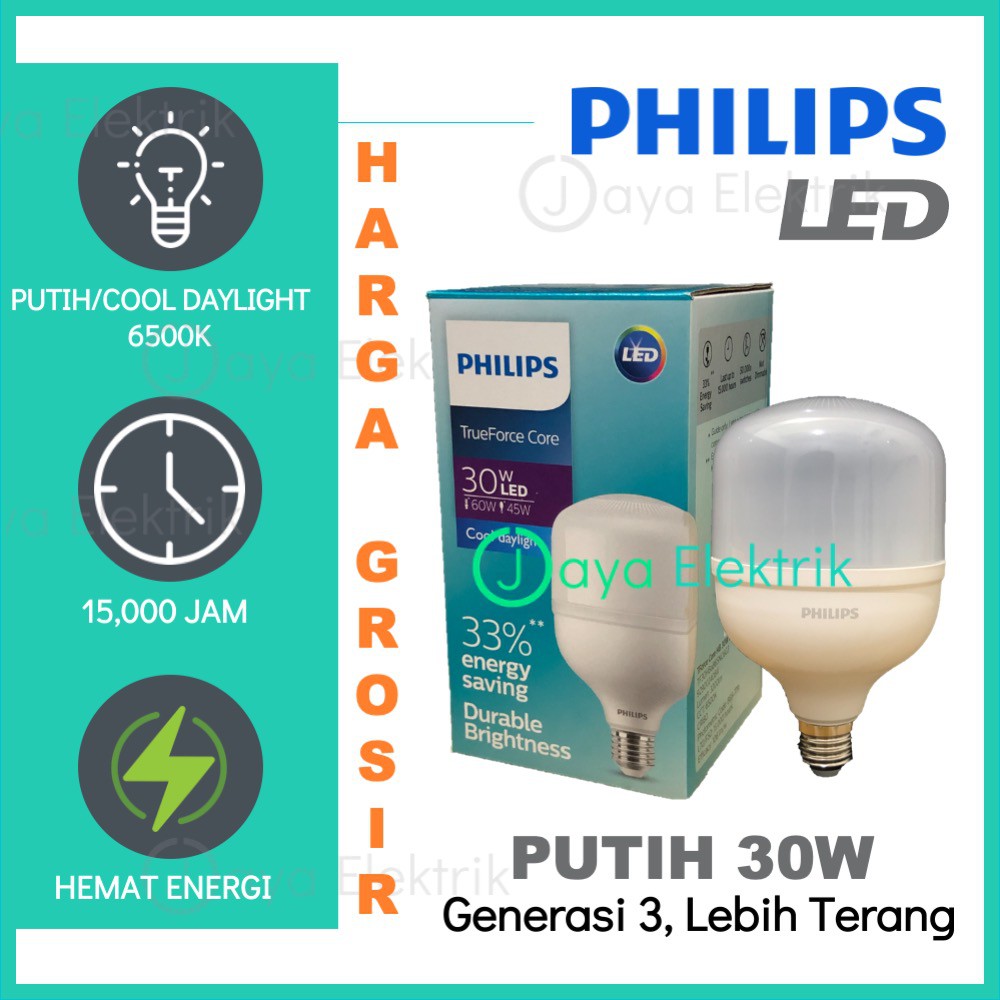 Jual Lampu Philips LED TrueForce 30W 30 Watt 30 W 30 Watt Putih Bulb E27 TForce True Force ...