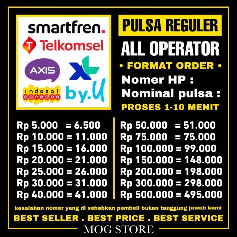 Jual PULSA ALL OPRATOR 5RB (menambah masa aktif) | Shopee Indonesia