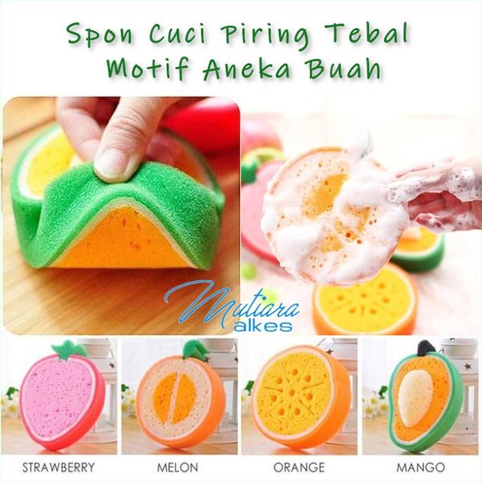 Jual Spon Cuci Piring Tebal Motif Aneka Buah Buahan Fruit Sponge Spon ...