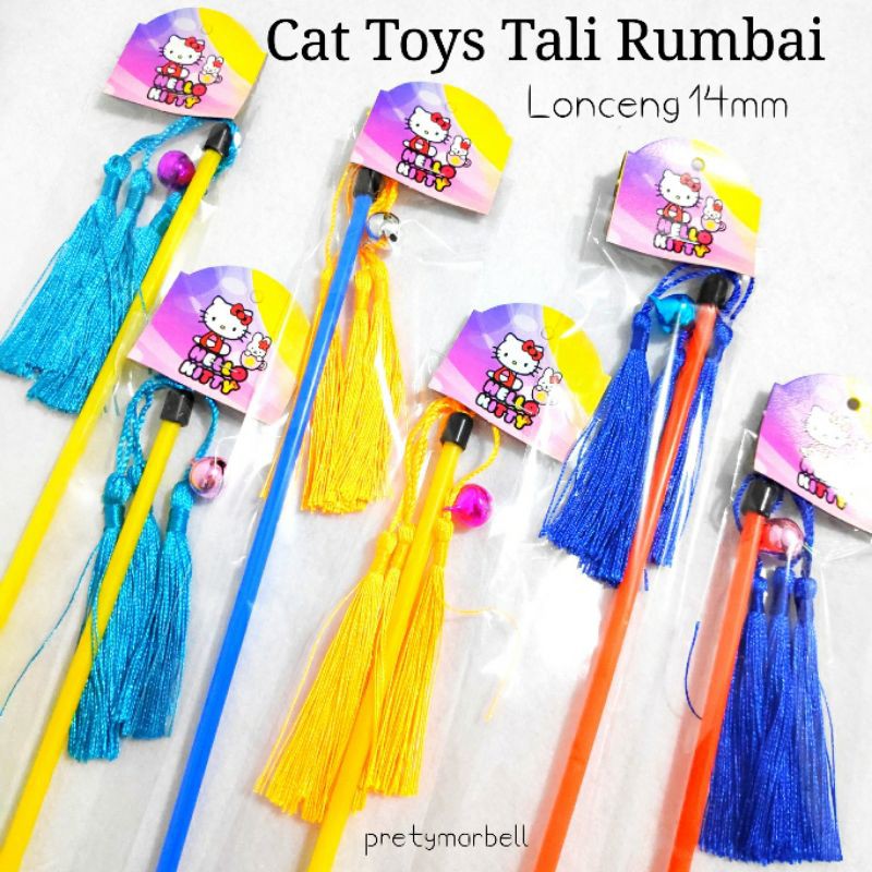 Jual Cat Toys Stick Mainan Kucing Tali Rumbai Lonceng 14mm | Shopee ...