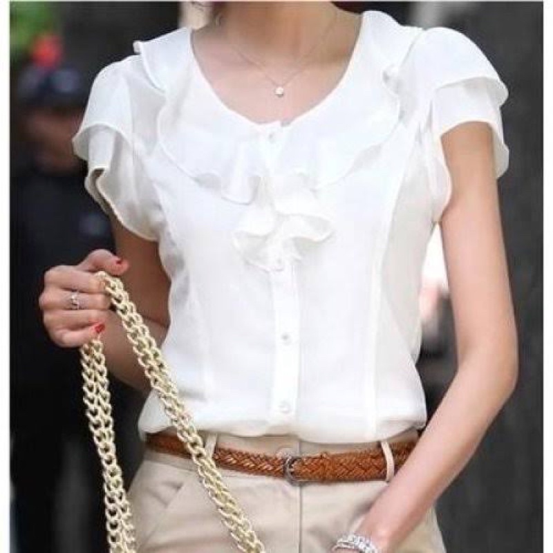 Jual The Executive Blouse Putih / Kemeja Putih Lengan Pendek / White ...