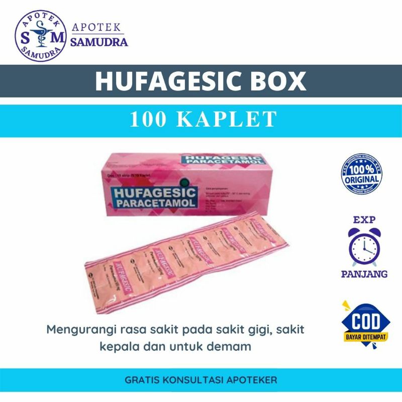 Jual HUFAGESIC / HUFAGRIP DEMAM Kaplet - BOX isi 100 Kaplet obat ...