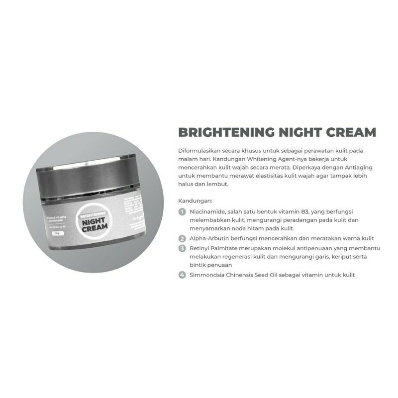 Jual BRIGHTENING NIGHT CREAM (kode:LA) BY ORI BENING'S CLINIC || dr ...