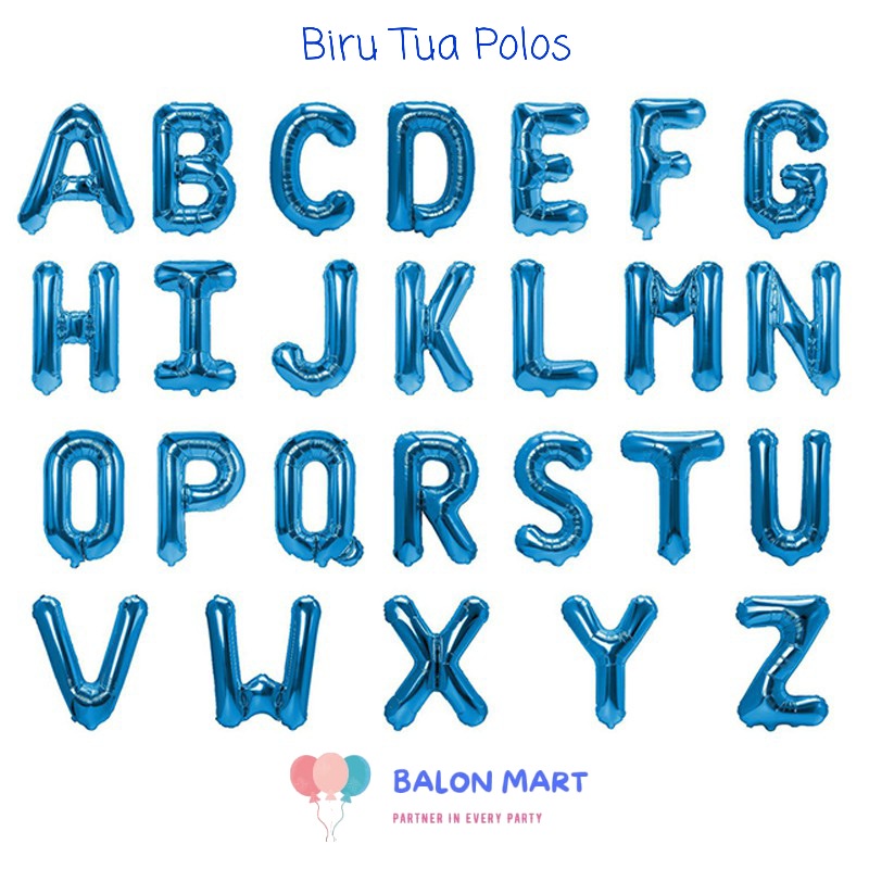 Jual Balon Foil Huruf Biru Polos 16inch/40cm | Shopee Indonesia