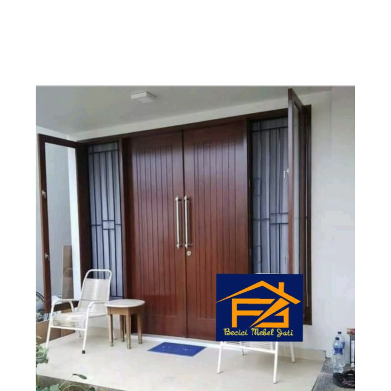 Jual Pintu utama bahan kayu jati finishing plitur | Shopee Indonesia