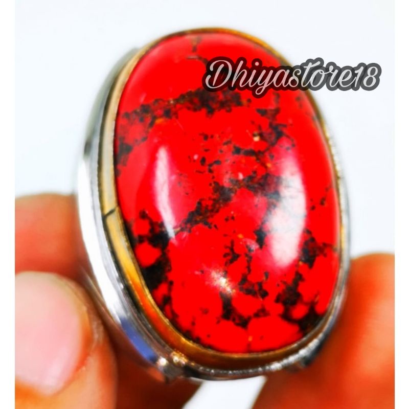 Jual Batu Permata Akik Pirus Merah Top Color Ring Titanium Big Size ...