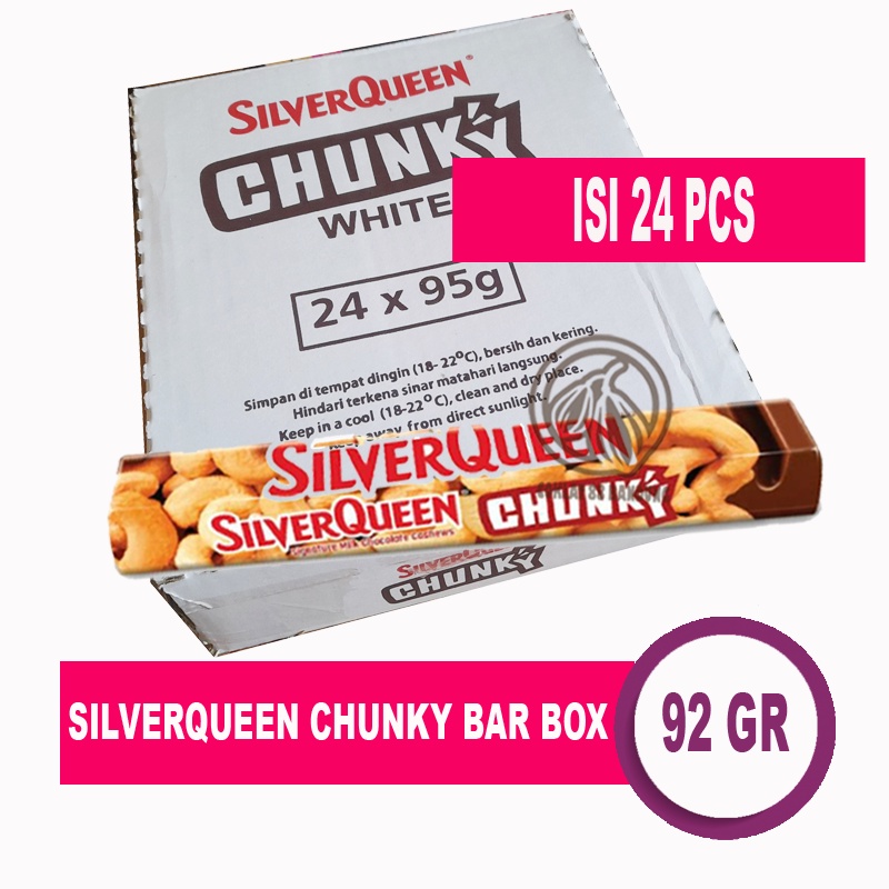 Jual SilverQueen Chunky Bar 85gr 1 Box Isi 24 PCS Coklat Almond Mede ...