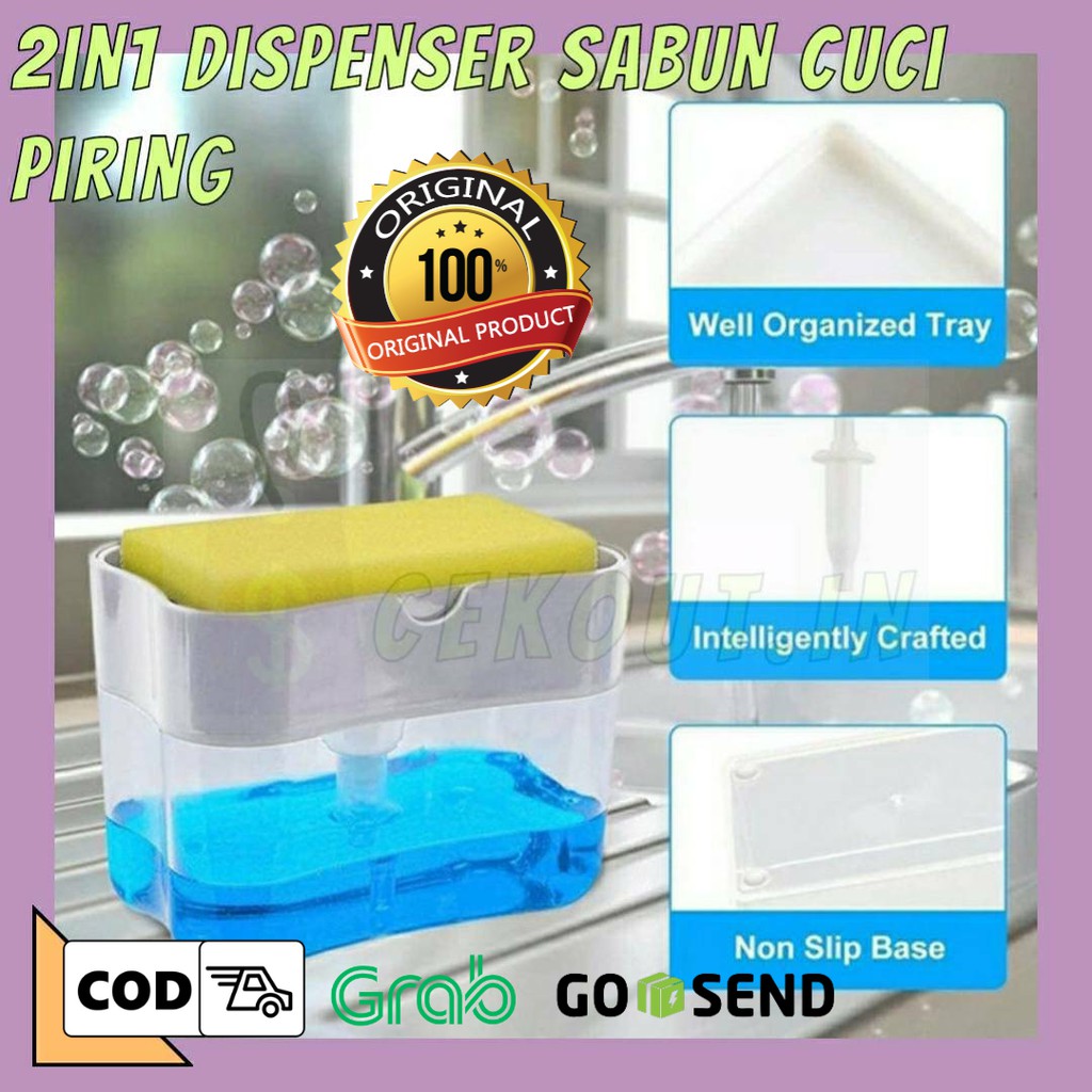 Jual Dispenser sabun cuci piring busa sponge / soap Pump sponge caddy ...