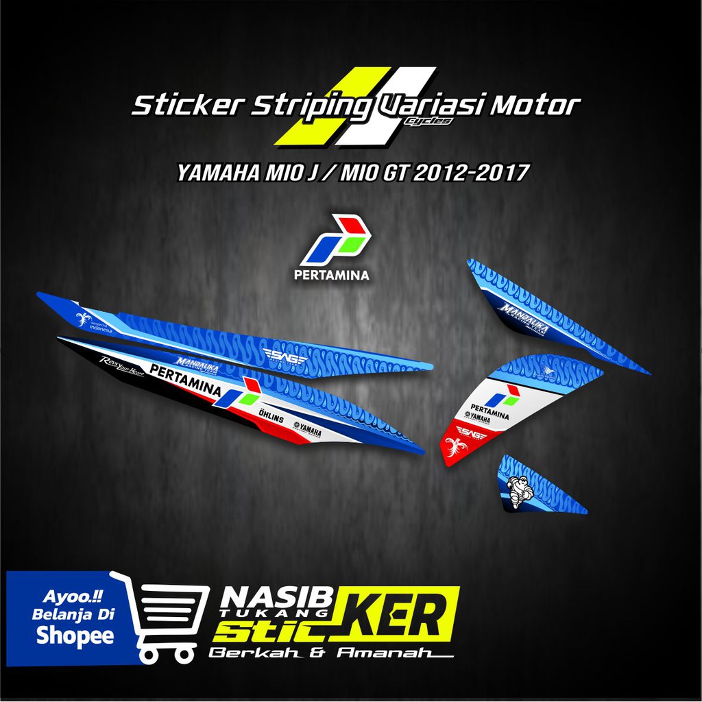 Jual STRIPING VARIASI STICKER STIKER LIS YAMAHA MIO J MIO GT LIVERY PERTAMINA MANDALIKA SAG ...
