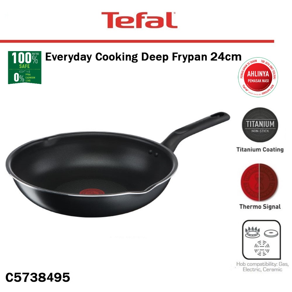Jual Tefal Everyday Cooking Deep Frypan 24cm Panci Wajan Anti Lengket | Shopee Indonesia