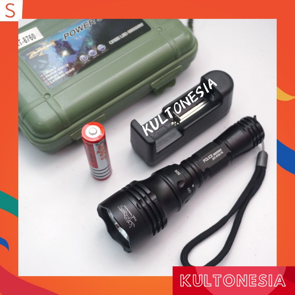Jual Senter Tangan SWAT Selam ZXT 8760 T6 Terang Besi Tahan Air Laut Awet | Shopee Indonesia