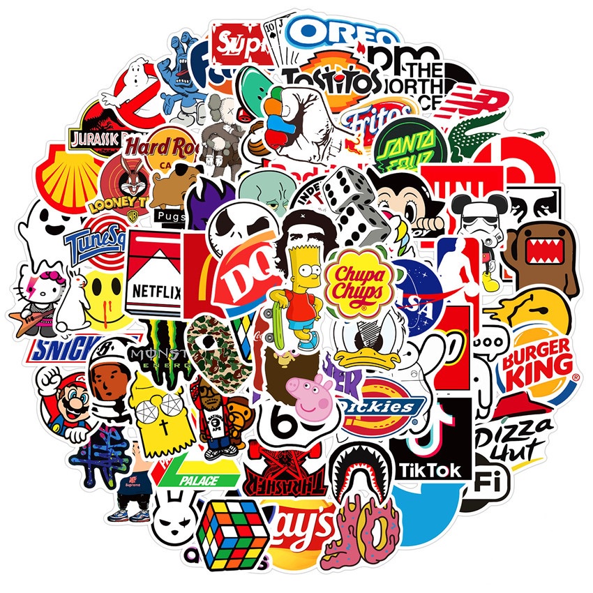 Jual Mix Logo Brand & Character Sticker Pack (100pcs) | Shopee Indonesia