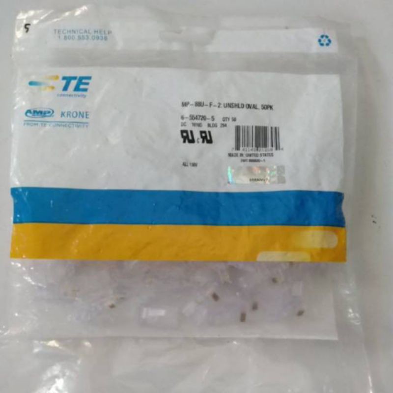 Jual 50Pcs Konektor / PIN RJ45 RG45 AMP | Shopee Indonesia