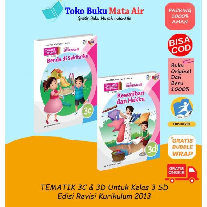 Jual PAKET TEMATIK TERPADU 3C & 3D SD/MI KELAS III - IRENE ERLANGGA K13N | Shopee Indonesia