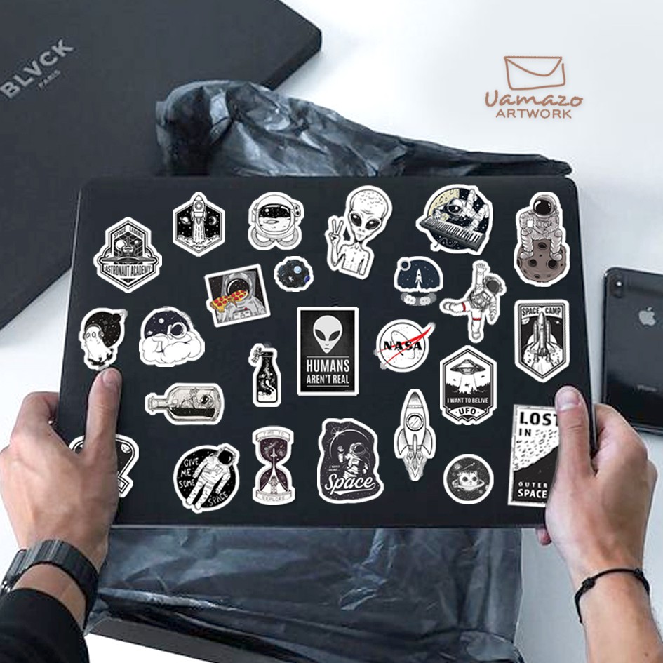 Jual Sticker Vinyl Laminasi / Space in Black / Sticker Pack Large ...