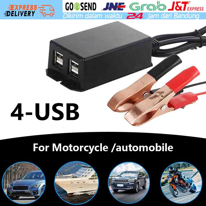 Jual 4 USB Charger Aki di Motor - Sambungan Charger HP ke Aki Motor ...