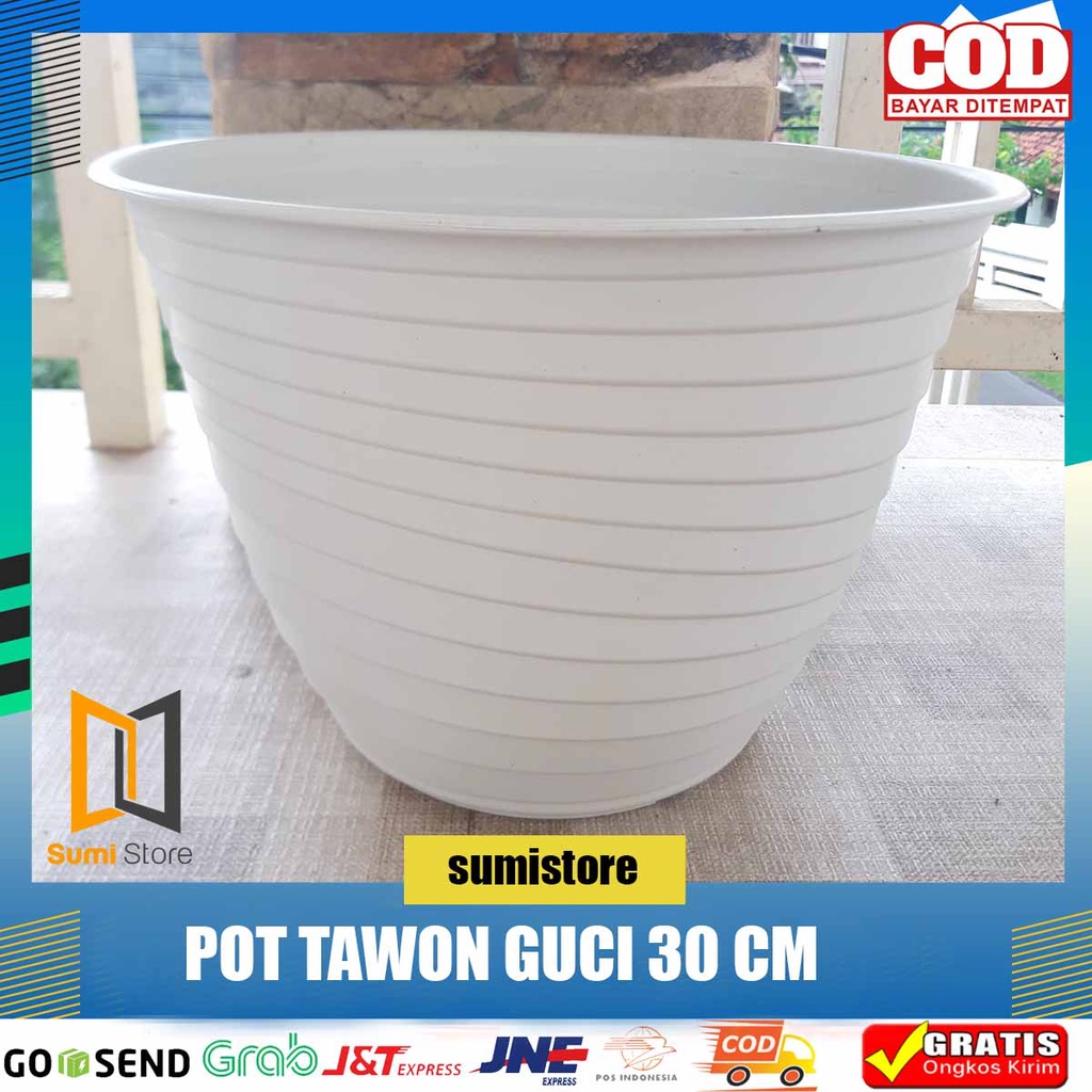 Jual Pot Tawon 30 Guci Putih/ Pot Tulip 30/ Pot Motif Ulir 30 cm ...