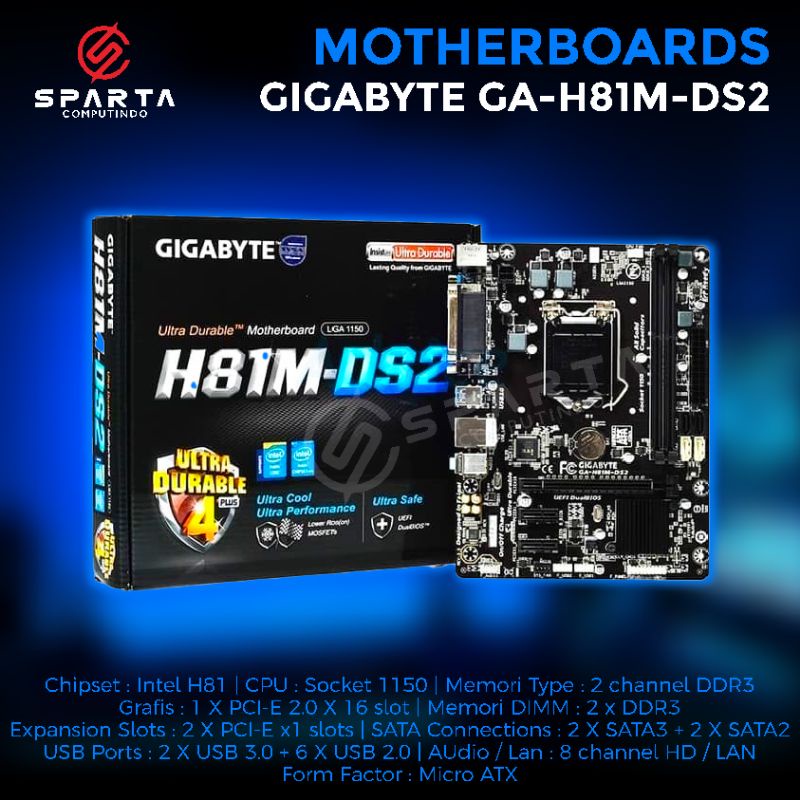 Jual Motherboard Gigabyte H81M-DS2 LGA 1150 Garansi Resmi 3 Tahun Murah ...