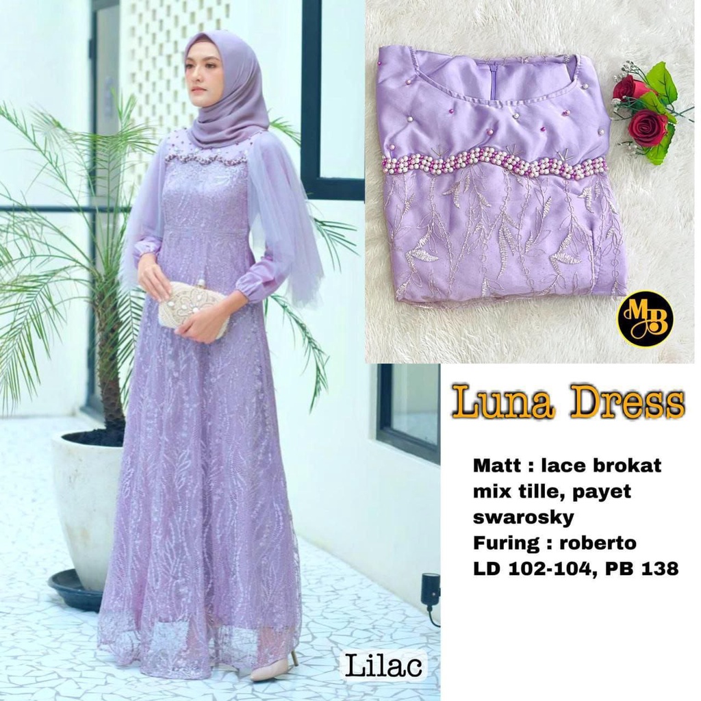 Jual LUNA Dress - Baju Dress Gamis Kondangan Terbaru Gamis Pesta Mewah ...