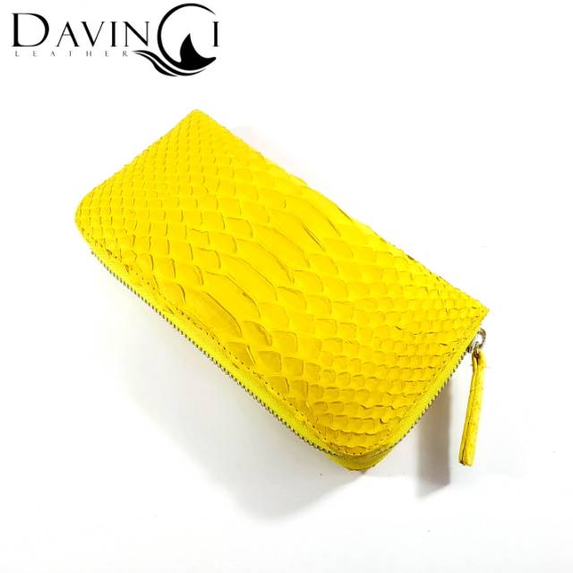 Jual Dompet Wanita Kulit Ular Python Asli Model Single Rit Warna Kuning ...