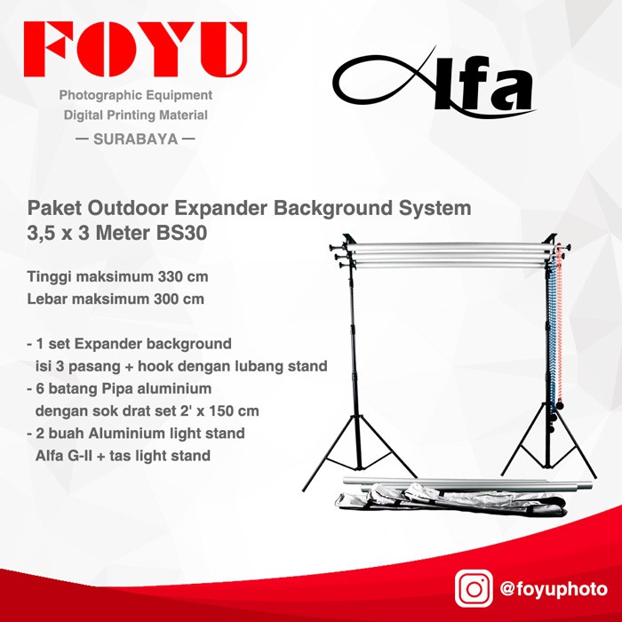 Jual Paket Outdoor Expander Background System 3,5x3 meter BS30 | Shopee ...