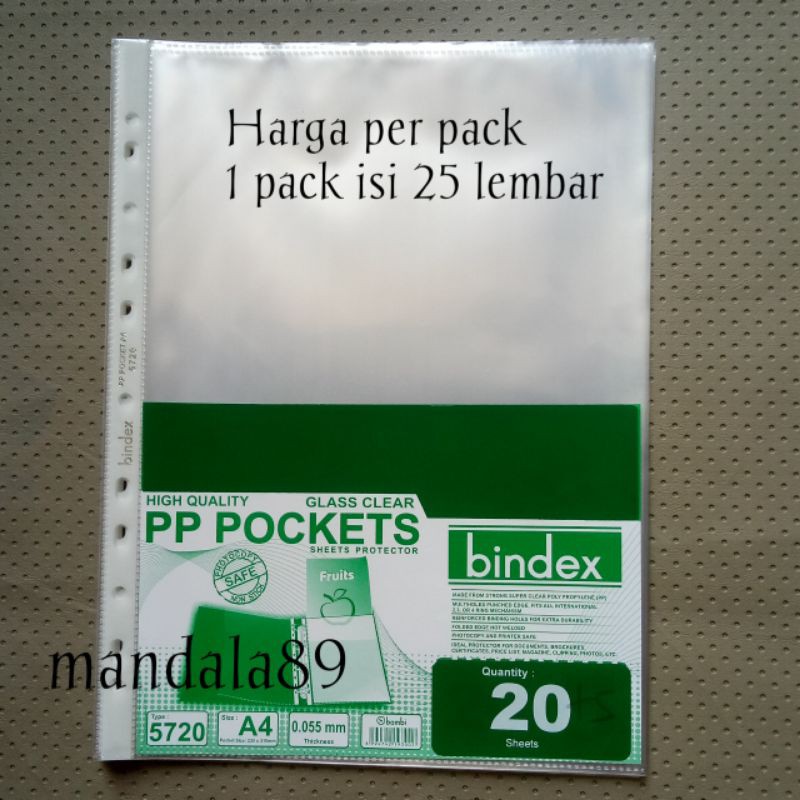 Jual PLASTIK PP POCKET A4 - 20+5 lembar merk Bindex | Shopee Indonesia