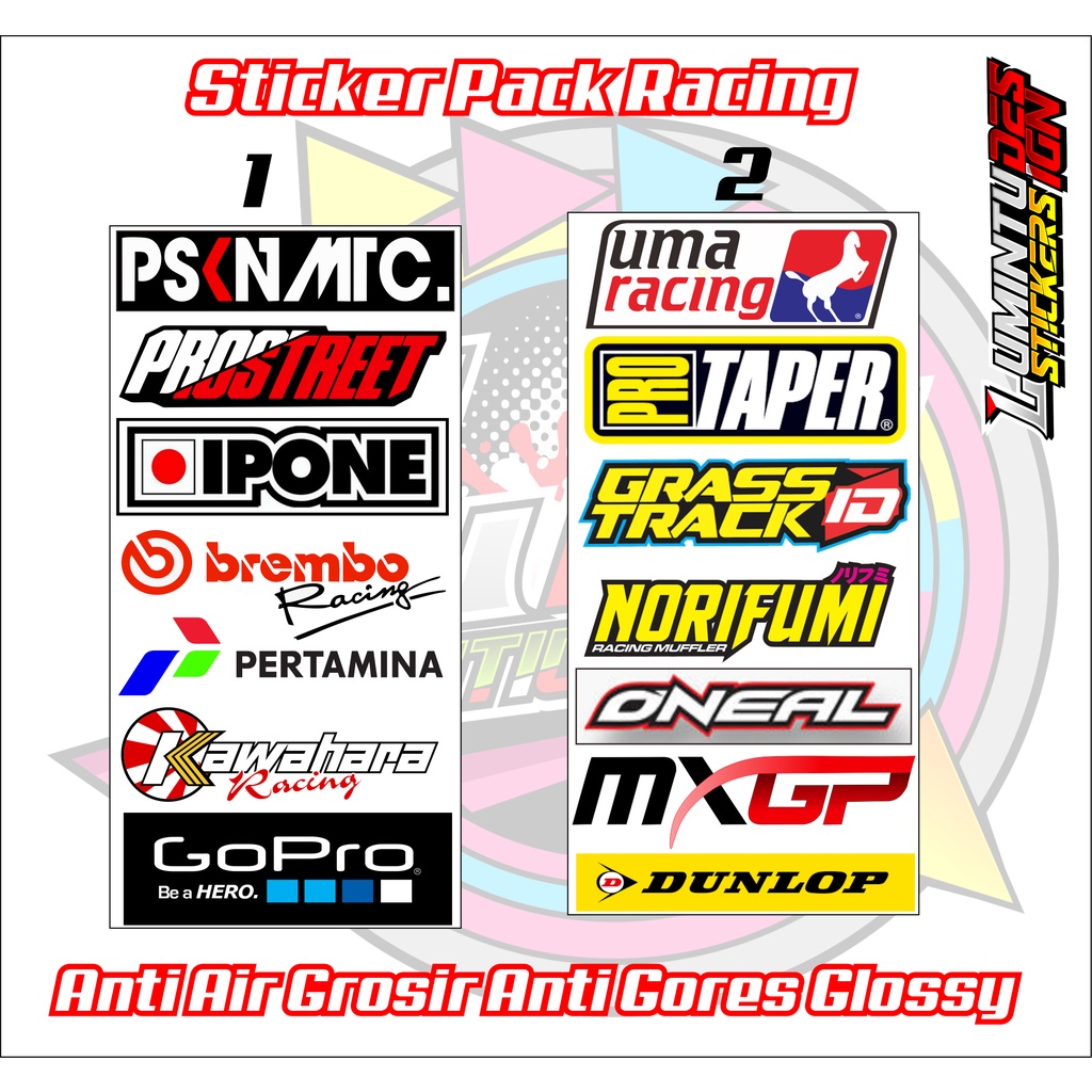Jual Sticker Pack Sponsor Racing Grosir Stiker Balap Stiker Helm Stiker ...