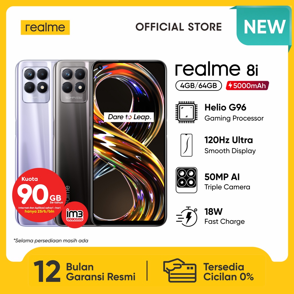 Jual Hp realme 8i 4/64GB [HelioG96, 5000mAh Mega Battery, 50MP AI ...