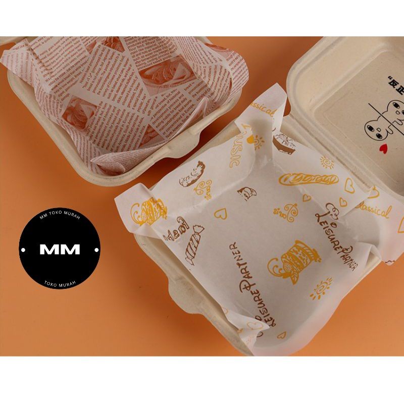 Jual wax paper 18x18cm 50lembar / baking paper motif / kertas roti ...