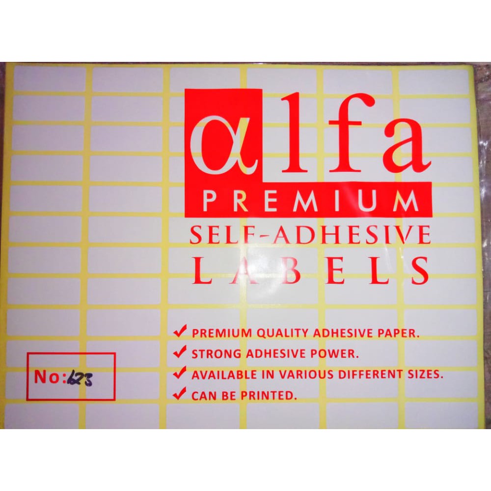 Jual Label Stiker / Self Adhesive Label / Stiker Undangan No. 123 Alfa ...