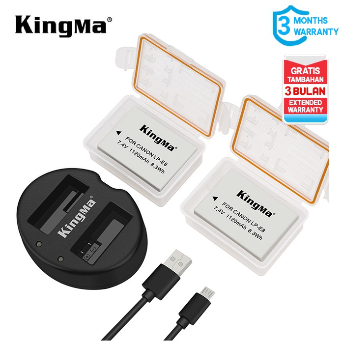 Jual KINGMA Battery Canon LP-E8 2-Pack with Dual Charger - Non Lcd ...