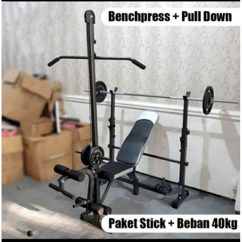 Jual Bench Press+Dumble Stick+Pulldown | Shopee Indonesia