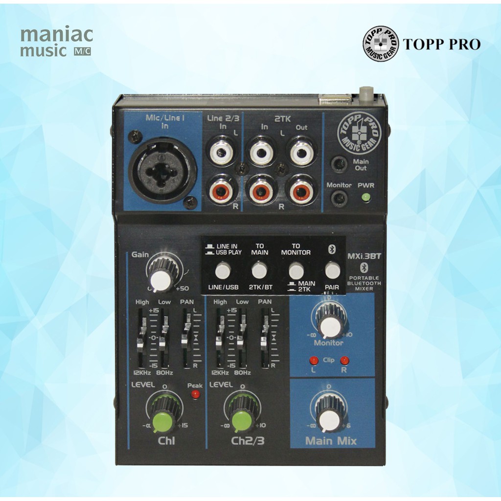 Jual Topp Pro MXi.3BT - Mixer Portable. Bluetooth. 2 Mono Input. Combo Jack | Shopee Indonesia