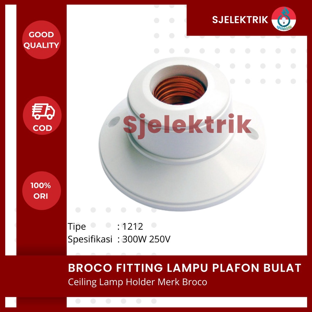 Jual Fitting Lampu Plafon BROCO 1212 Fitting Lampu / Fitting Plafon ...