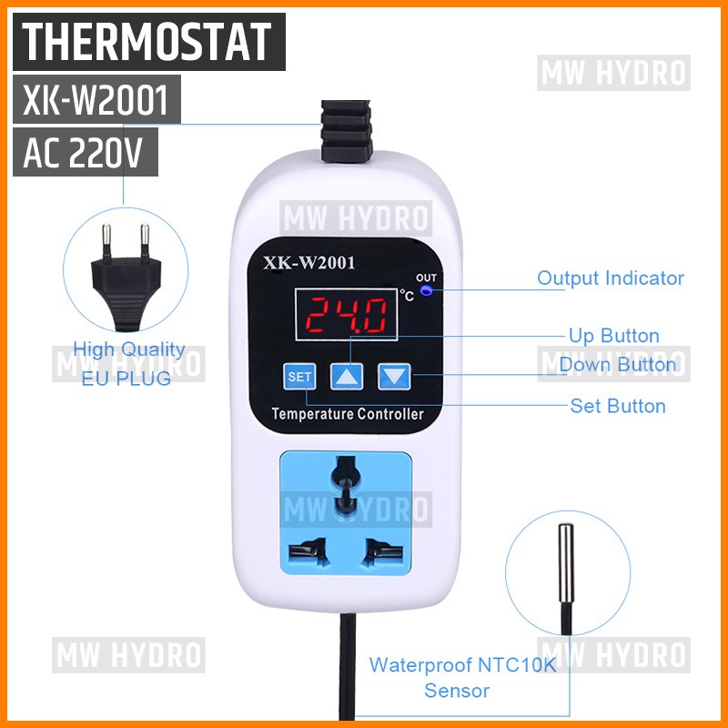 Jual Temperature Controller Thermostat With Switch Stop Kontak Xk W2001 Shopee Indonesia