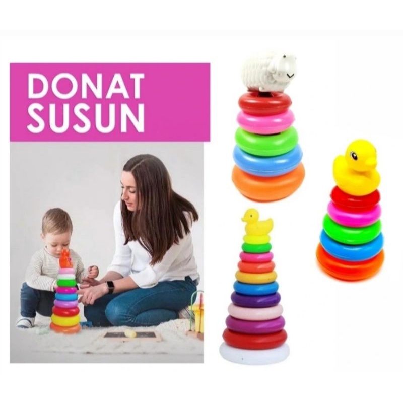 Jual Mainan donat bebek susun mainan ring donat bebek donat susun donat ...